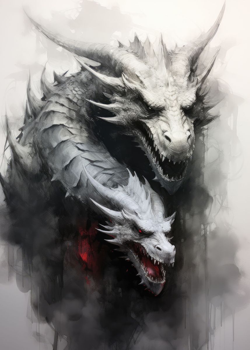 'Dual Dragons' Poster, picture, metal print, paint by TESSERACT 07 ...