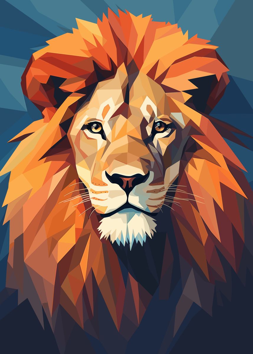 'Lion Retro ' Poster, picture, metal print, paint by SuperNova | Displate