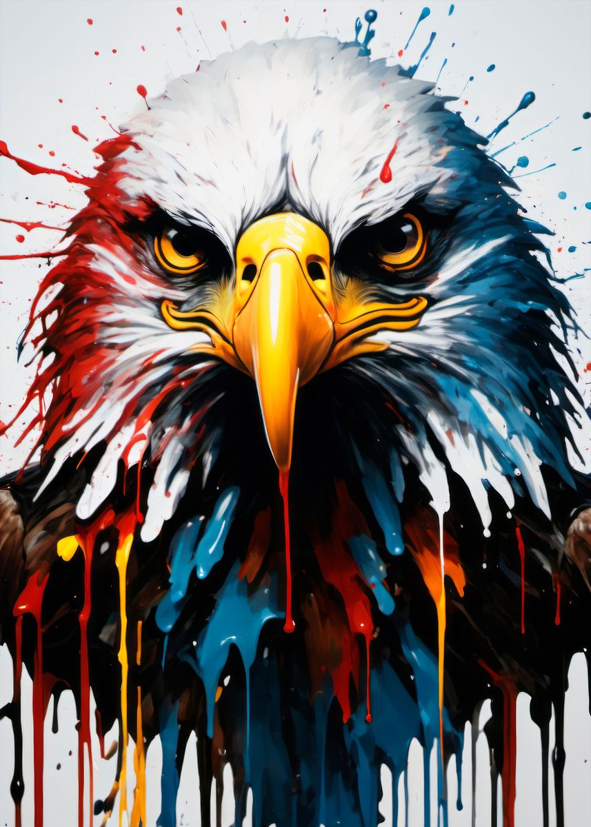 'dripping paint eagle art ' Poster, picture, metal print, paint by mk ...