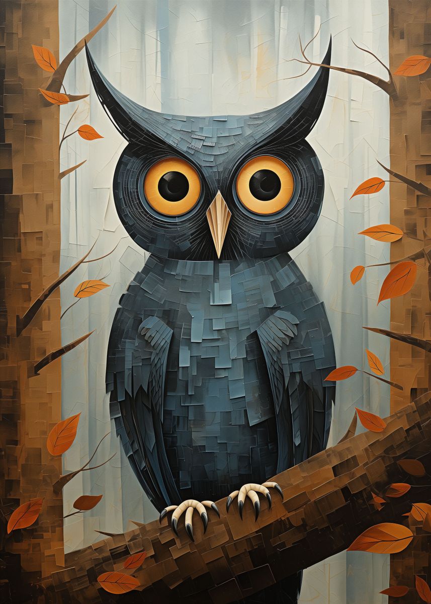 'Loving Owl Funny' Poster, picture, metal print, paint by Davia Jleeyah ...
