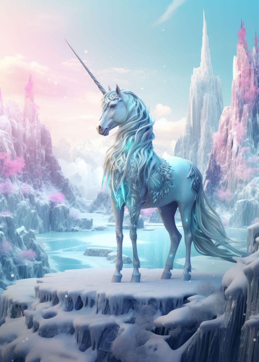 'Frozen Unicorn' Poster, picture, metal print, paint by Frank Hirschle ...