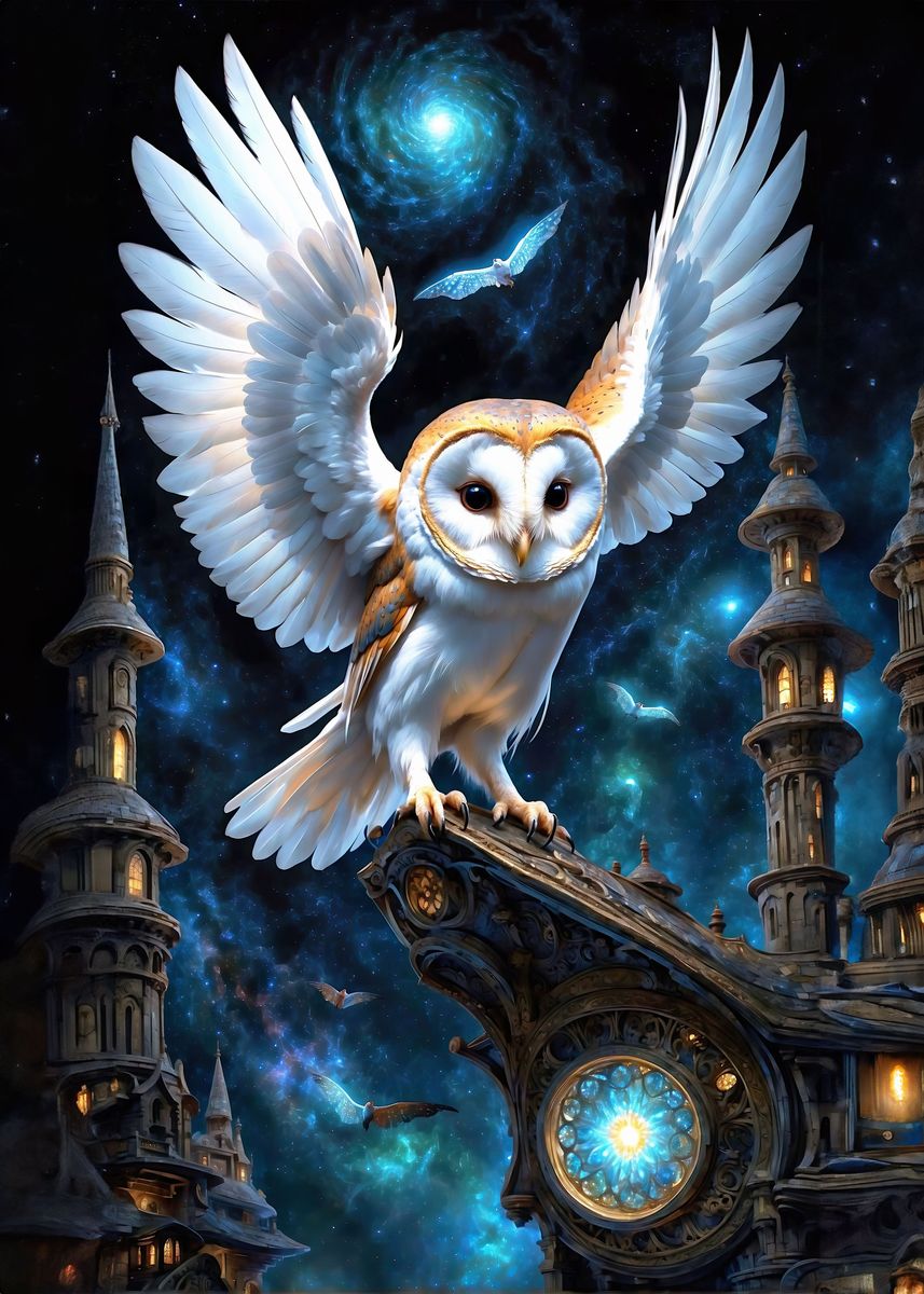 'Harmony of Luna Owl' Poster, picture, metal print, paint by Michael ...
