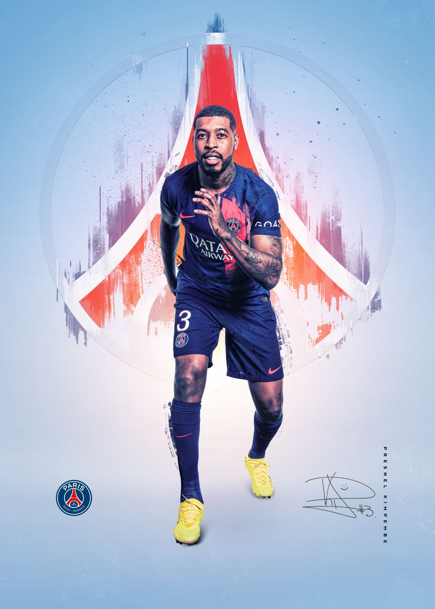 'Kimpembe' Poster, picture, metal print, paint by Paris Saint-Germain ...