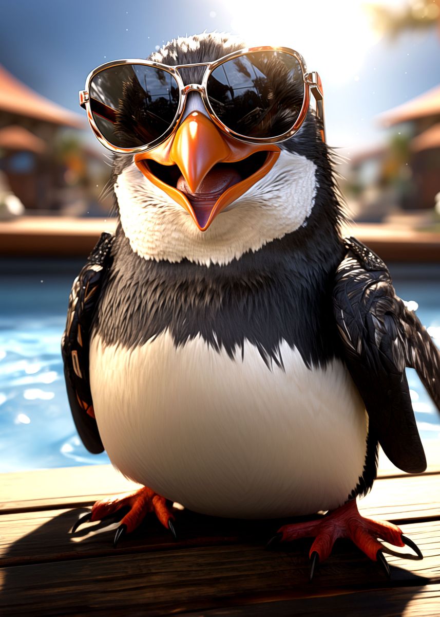 'Penguin Love Cute Penguins' Poster, picture, metal print, paint by ...