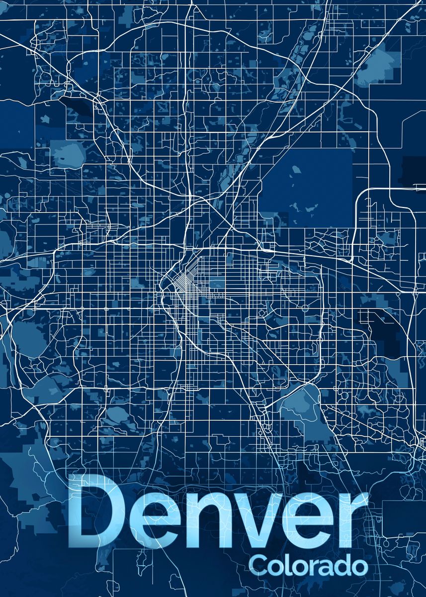 'Denver City Street Map' Poster, picture, metal print, paint by Scott ...