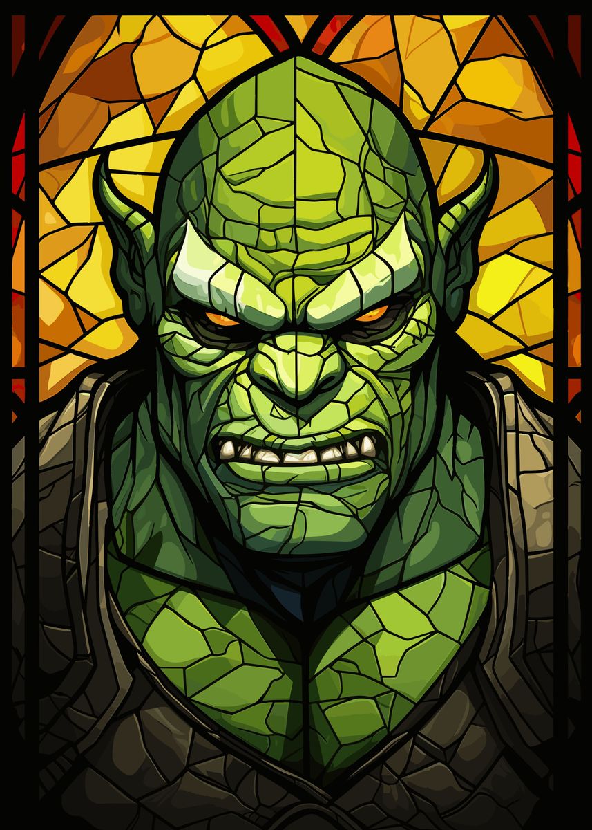 'Orc Warrior Stained Glass' Poster, picture, metal print, paint by ...
