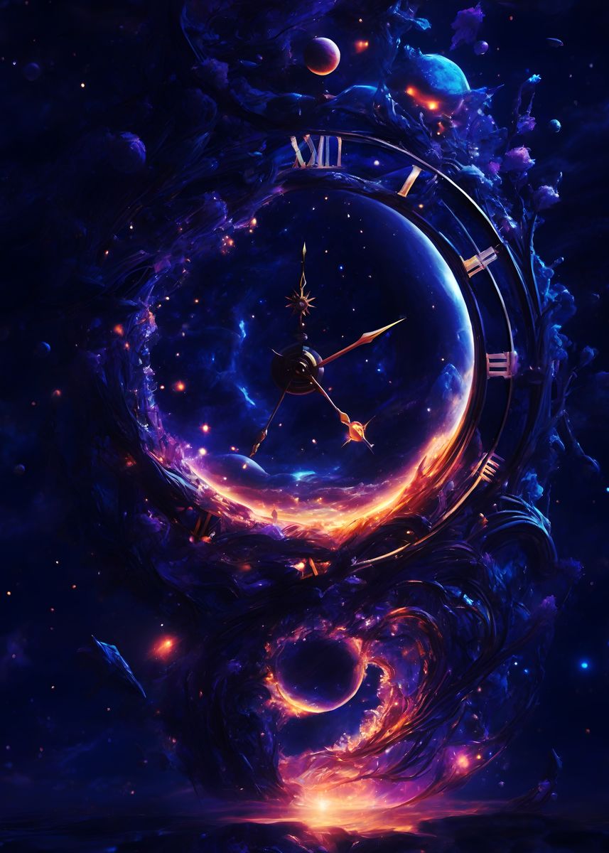 'fantasy clock space 3' Poster, picture, metal print, paint by ...