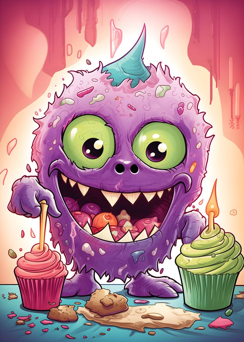 'Cupcake Monster' Poster, picture, metal print, paint by Spooky Blob ...