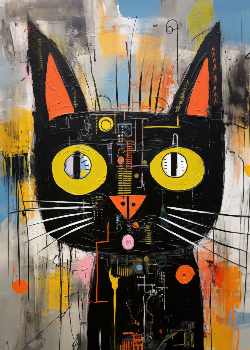 'Mad Techno Cat' Poster, picture, metal print, paint by urbanbuzz ...
