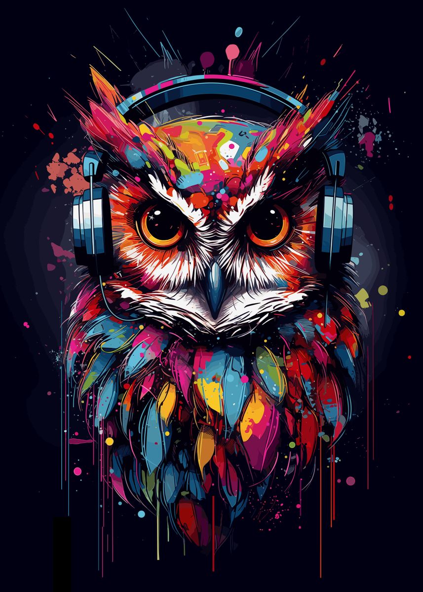 'Owl Listen To Music' Poster, picture, metal print, paint by Anziehend ...