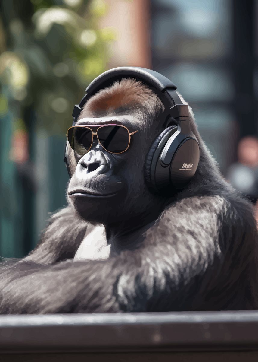 'Harmonic Ape' Poster, picture, metal print, paint by Monika Bürger ...