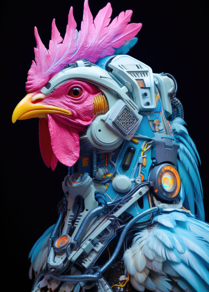 'Cyberpunk Chicken 05 Cool' Poster, picture, metal print, paint by ...