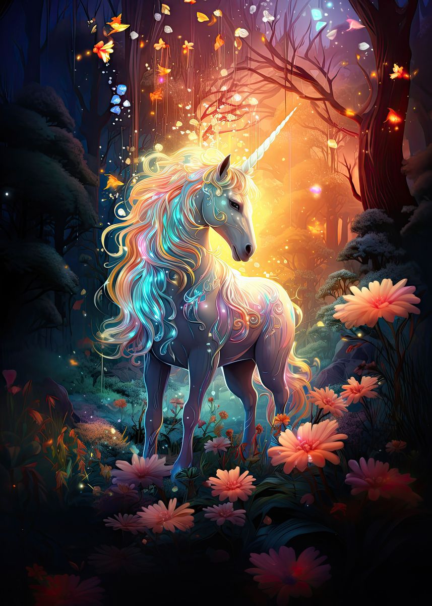 'Magical Unicorn' Poster, picture, metal print, paint by Ilyrin | Displate