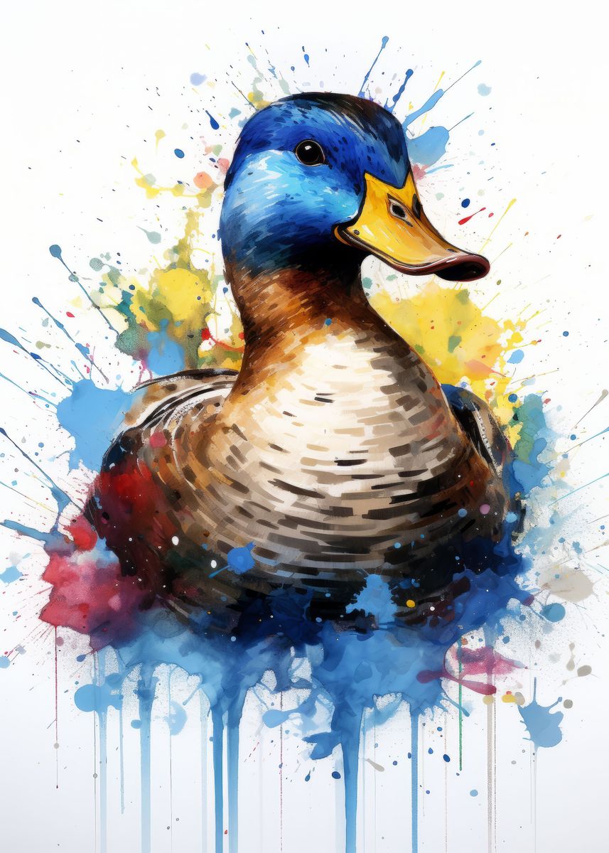 'Duck Color' Poster, picture, metal print, paint by Alisson | Displate