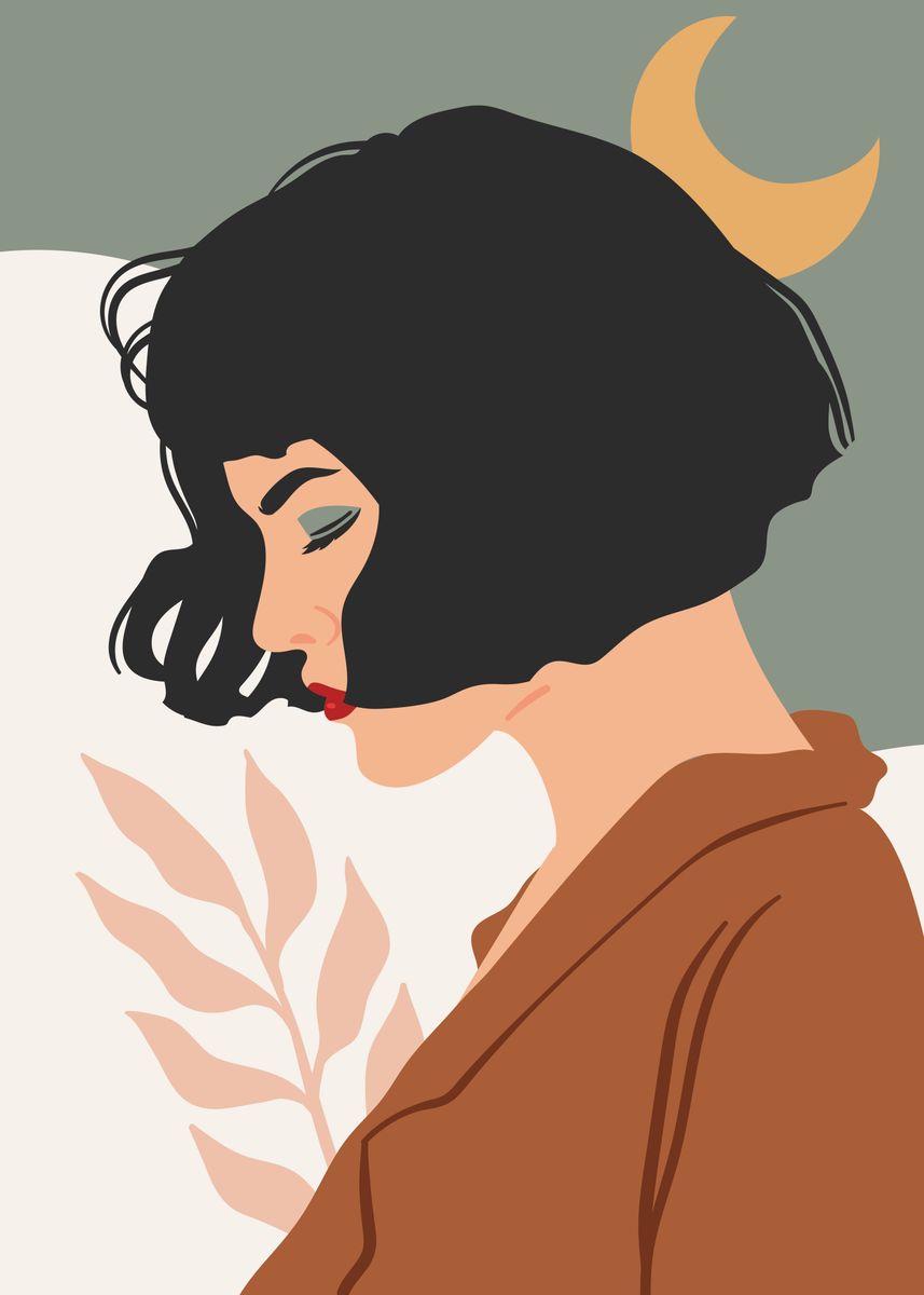 'Minimal Boho Lady Portrait' Poster, picture, metal print, paint by ...