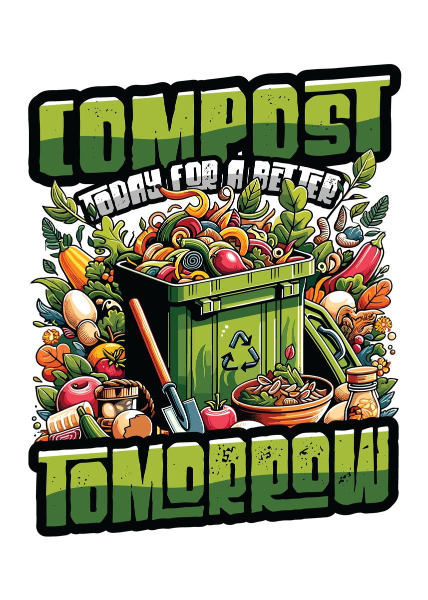 'Composting Garden Compost' Poster, picture, metal print, paint by ...