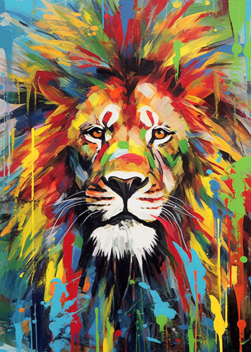 'Lion Rastafari Painting' Poster, picture, metal print, paint by Rafael ...