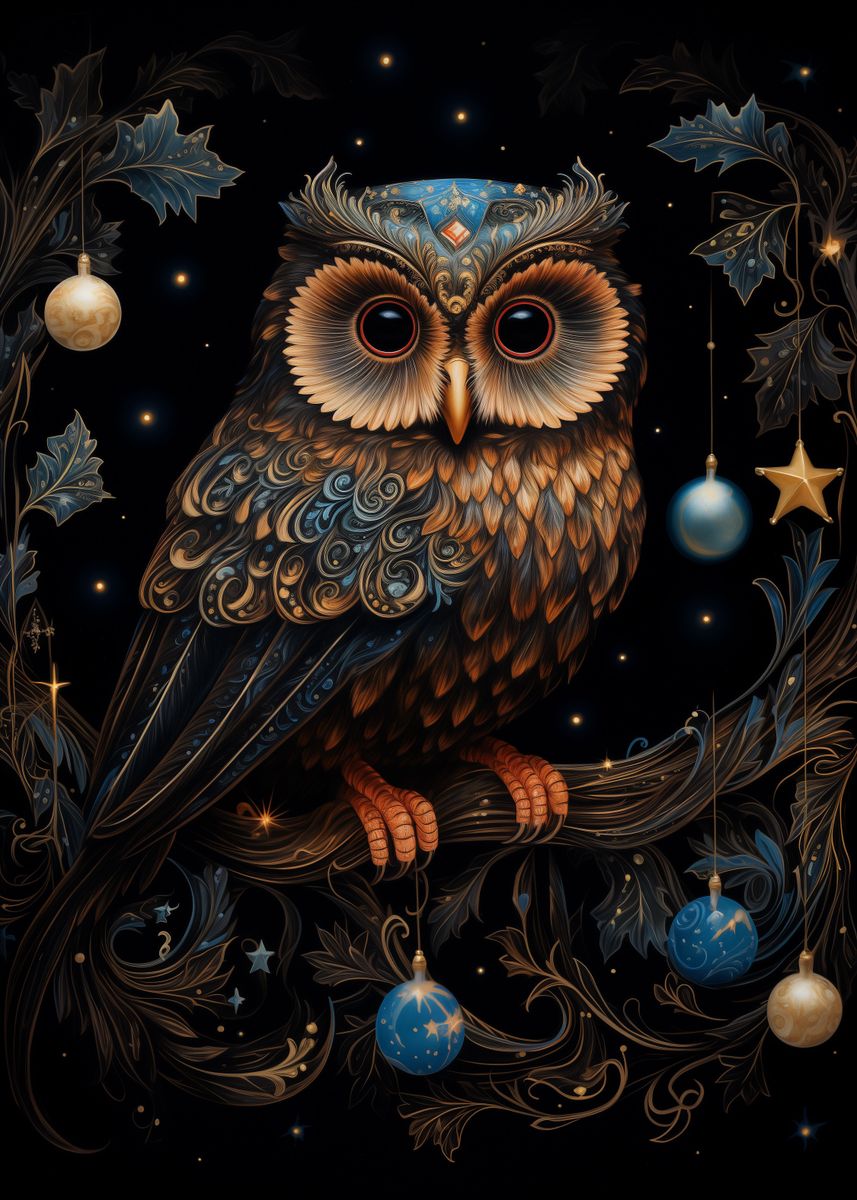 'Owl Art Planet' Poster, picture, metal print, paint by Davia Jleeyah ...
