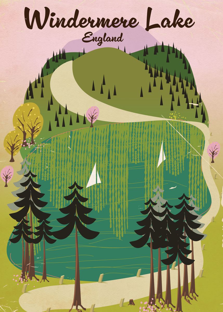 'Windermere Lake' Poster, picture, metal print, paint by David Green ...