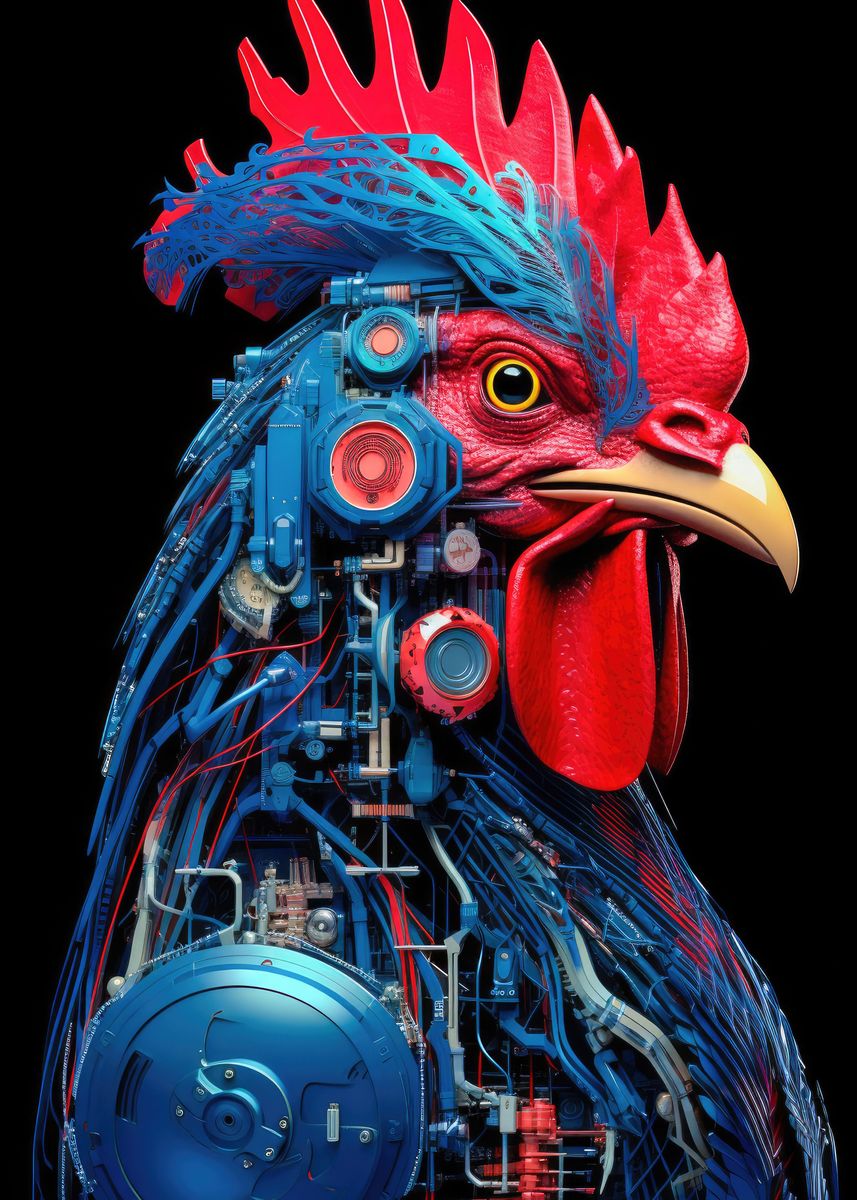 'Cyberpunk Chicken 02' Poster, picture, metal print, paint by Matthias ...