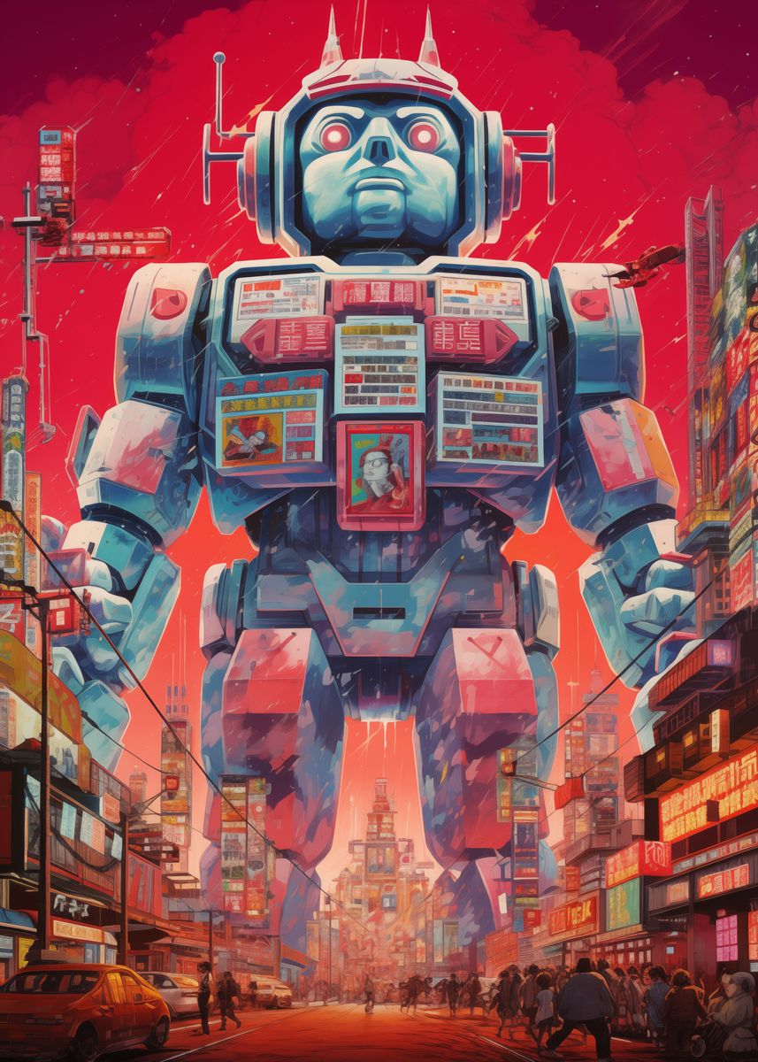 'Rampage Mecha Robot' Poster, picture, metal print, paint by Akaiji ...