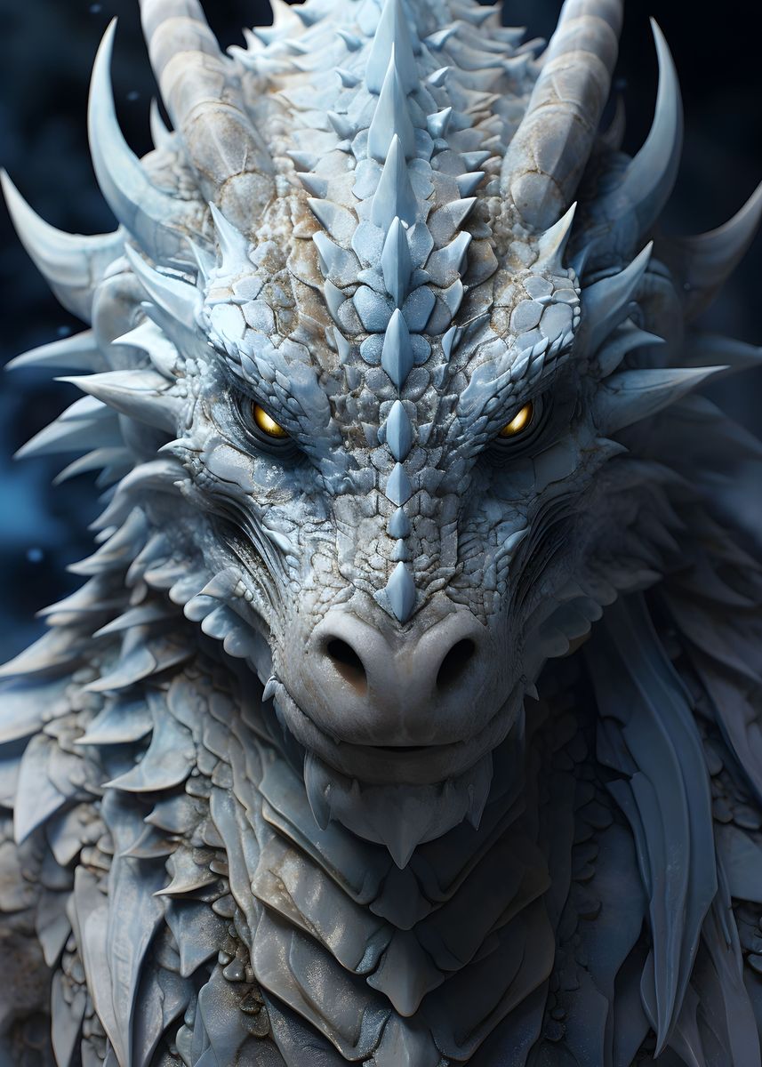 'Fierce Blue Dragon' Poster, picture, metal print, paint by MajopArt ...