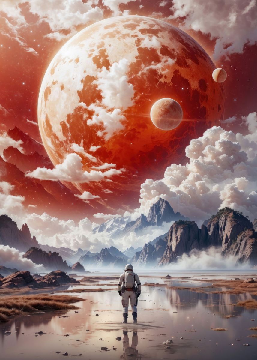 'Red Planet Astronaut' Poster, picture, metal print, paint by Lootprint ...