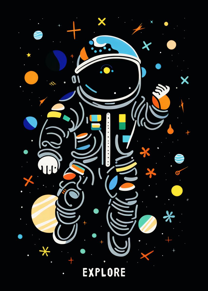 'Colorful Astronaut Poster' Poster, picture, metal print, paint by ...