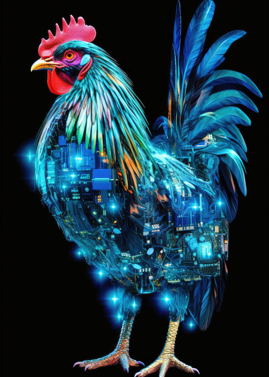 'Cool Cyberpunk Chicken' Poster, picture, metal print, paint by ...