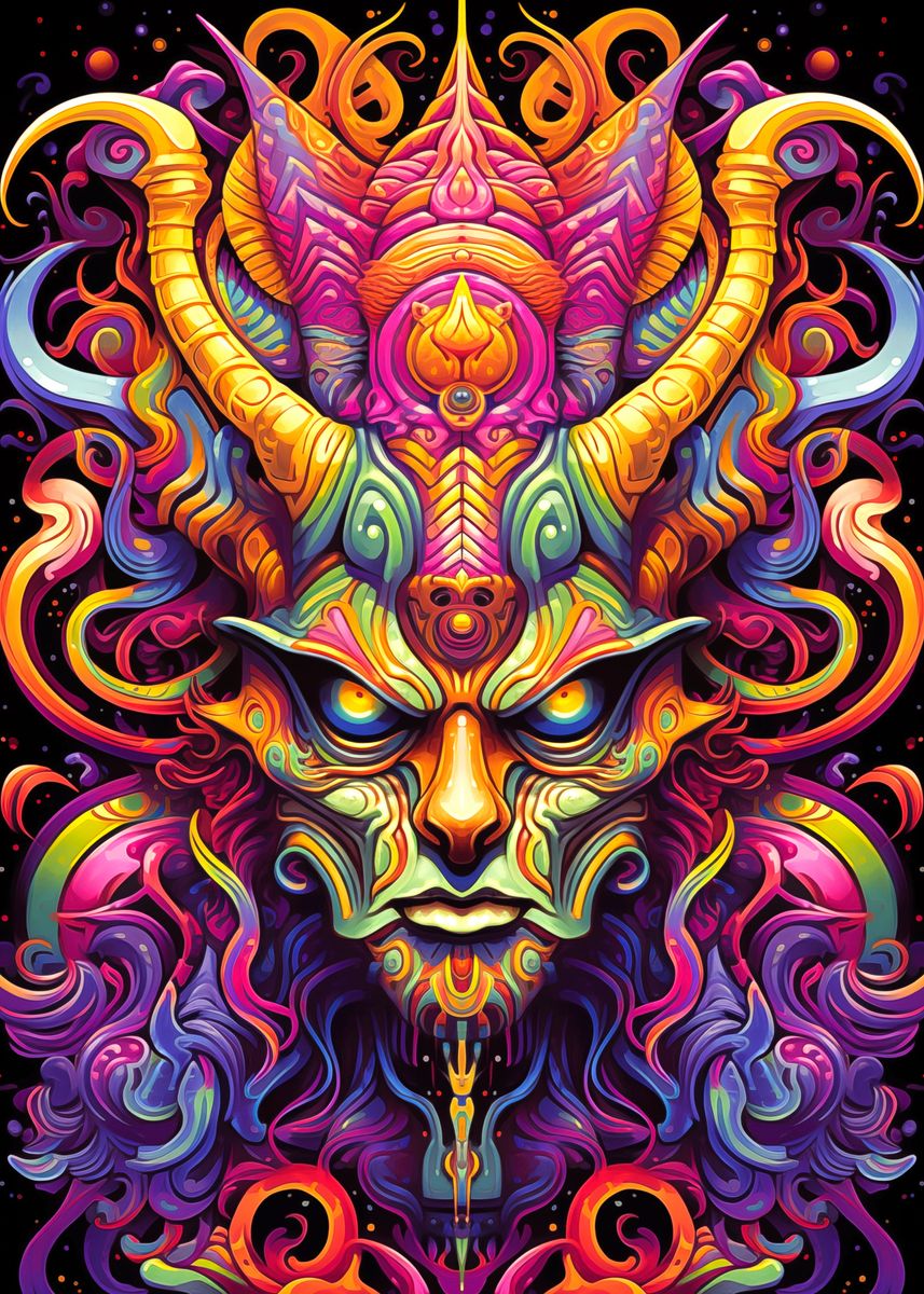 'Psychedelic Jester 1' Poster, picture, metal print, paint by Pixel Ink ...
