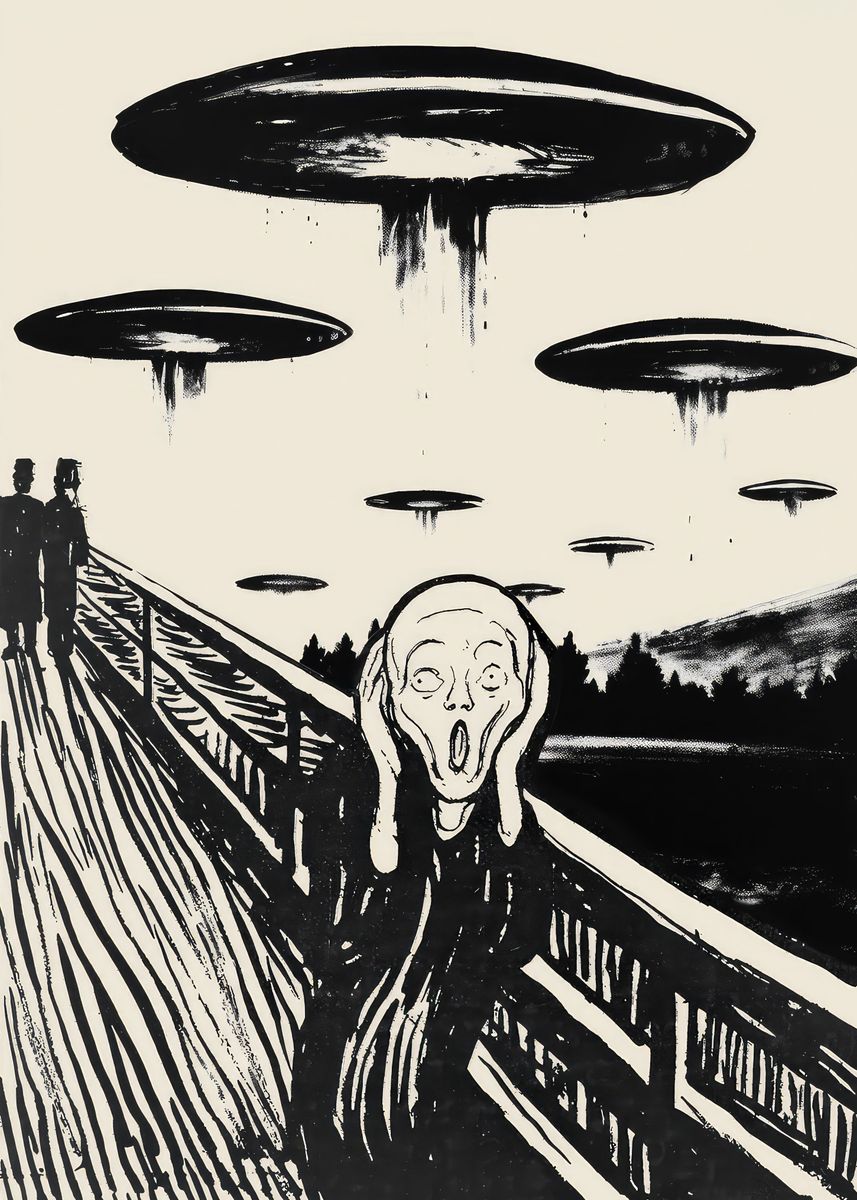 'The Scream Ufo Parody' Poster, picture, metal print, paint by Eline ...