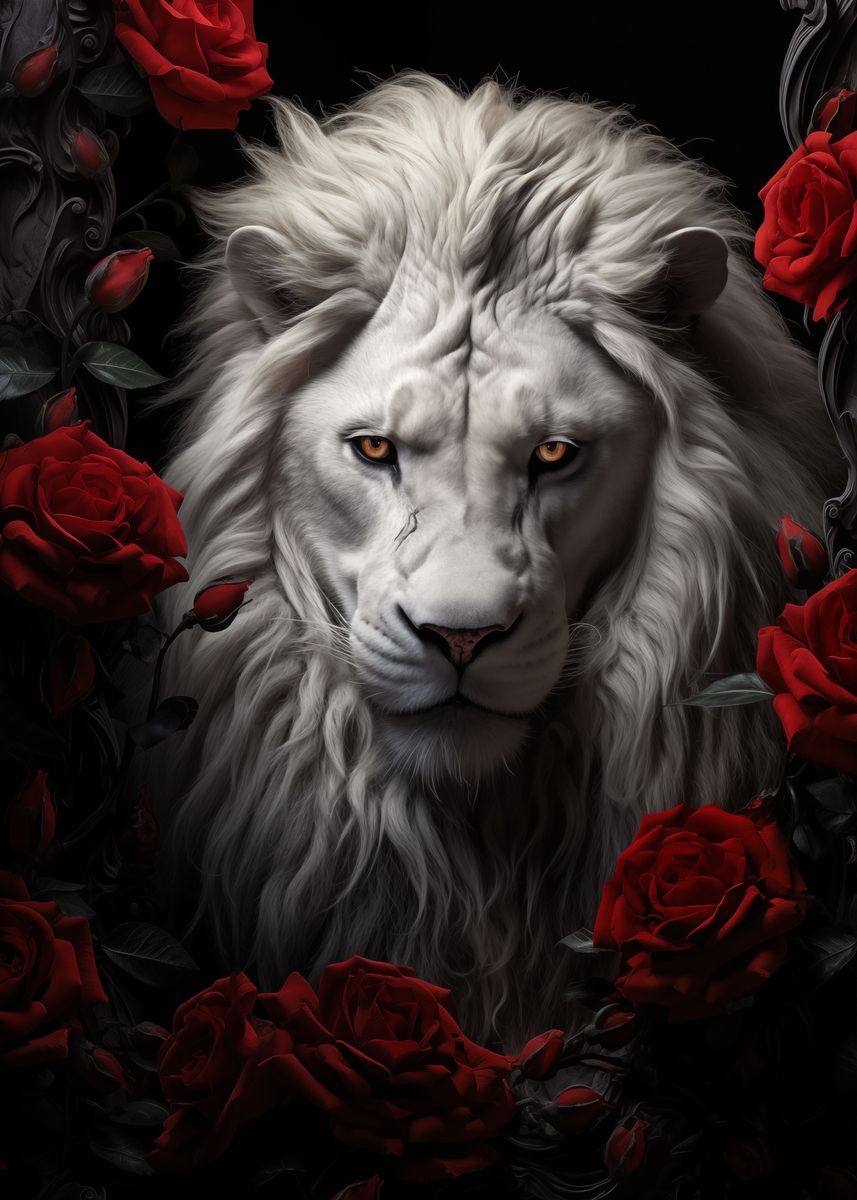 'the white lion ' Poster, picture, metal print, paint by Adel S | Displate