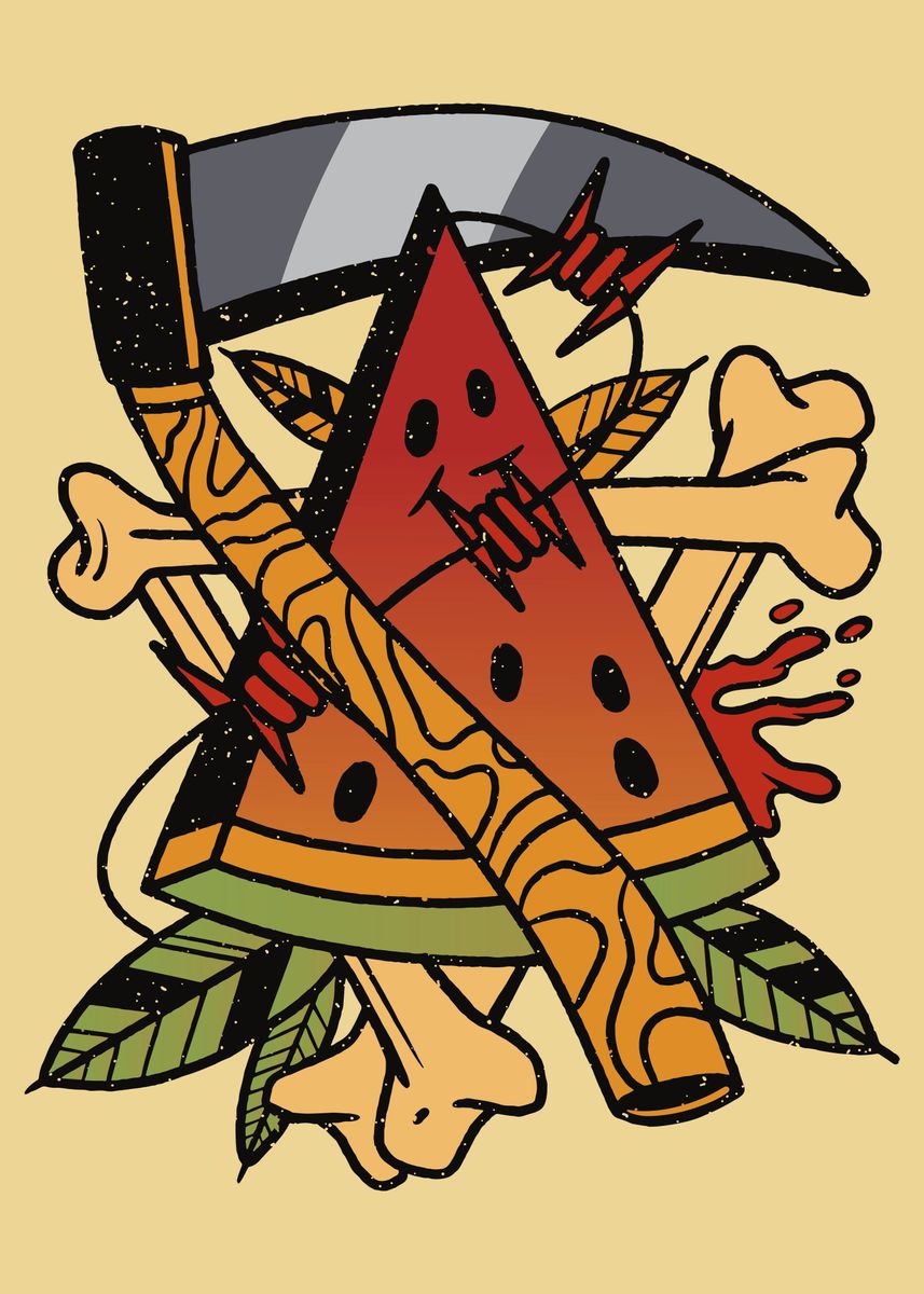 'Watermelon Weapon Tattoo' Poster, picture, metal print, paint by Adam ...