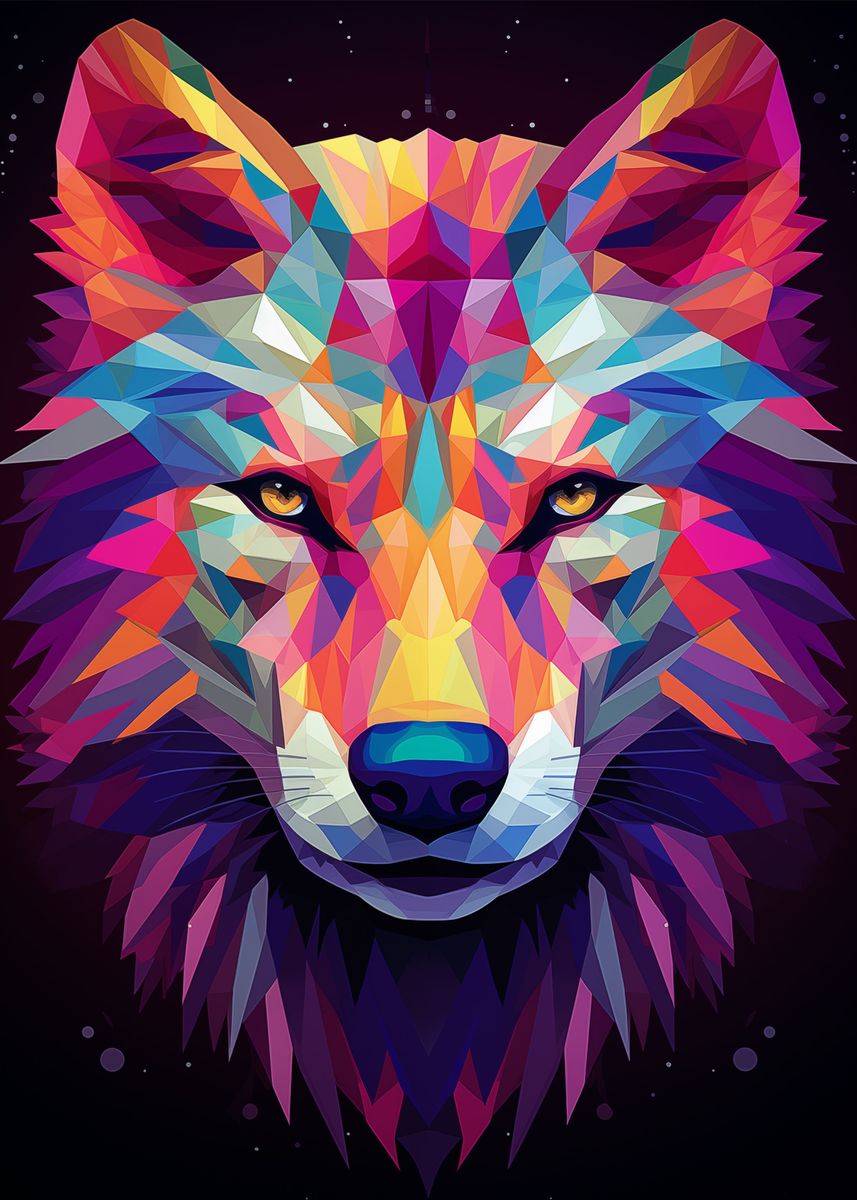 'Polygon Wolf Wall Art' Poster, picture, metal print, paint by Eline ...
