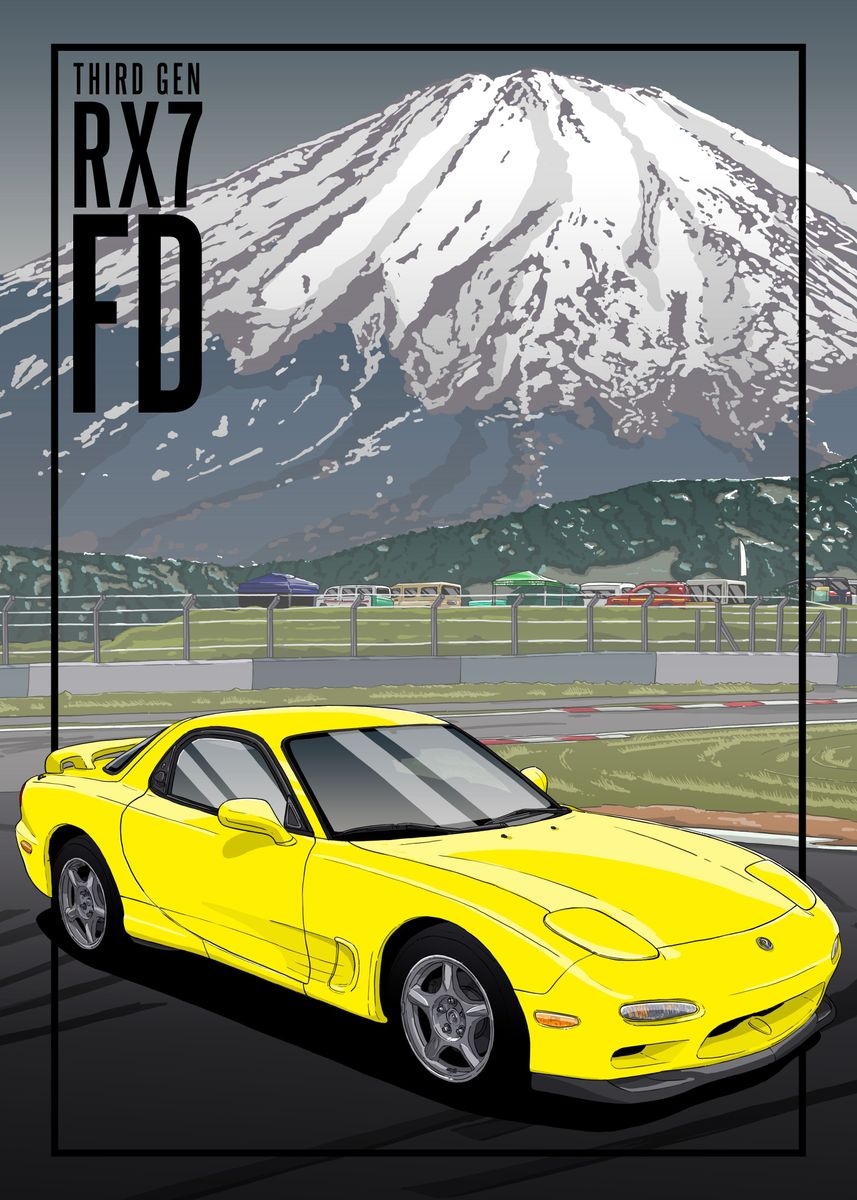 'Mazda RX7 FD' Poster, picture, metal print, paint by ND Fat | Displate