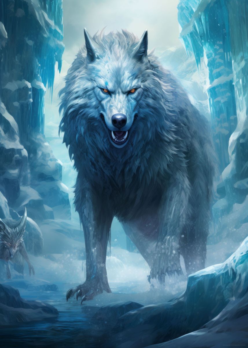 'Frozen Wolf in Ice World' Poster, picture, metal print, paint by Frank ...