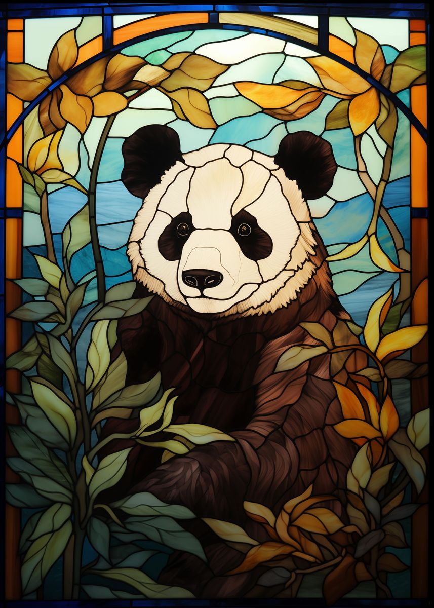 'Stained Glass Panda ' Poster, picture, metal print, paint by Eline ...