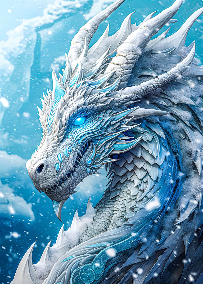 'Snow Dragon Majesty' Poster, picture, metal print, paint by Abel Brata ...