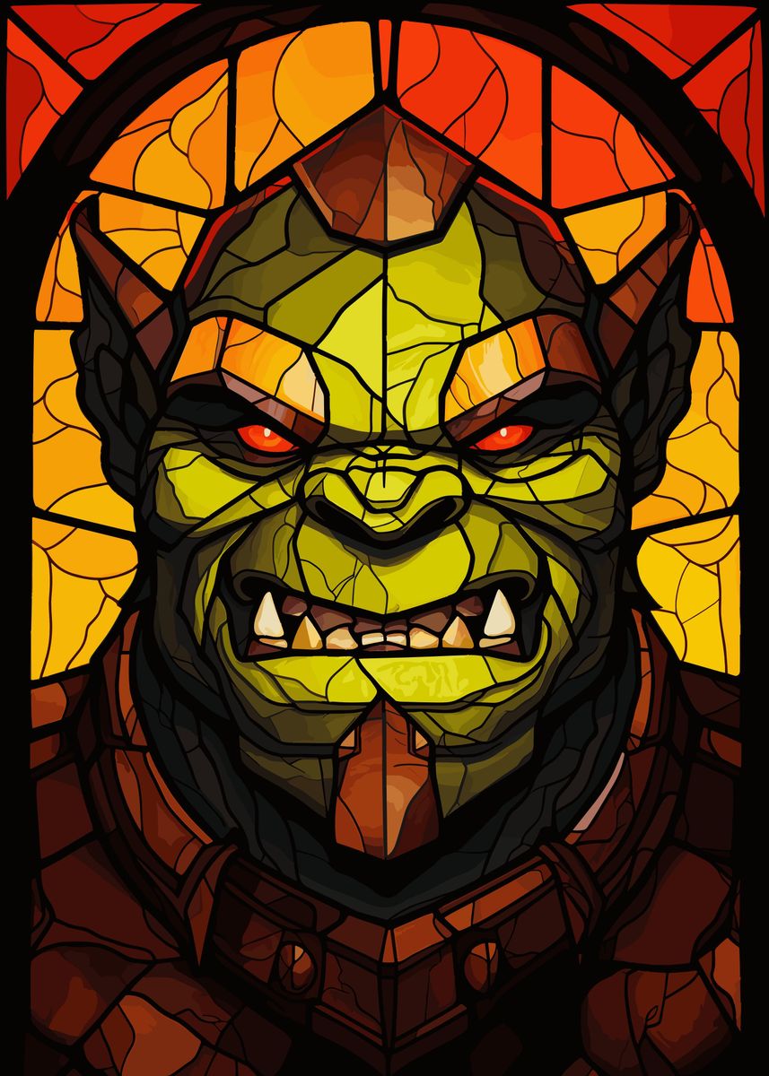 'Orc Warrior Stained Glass' Poster, picture, metal print, paint by ...