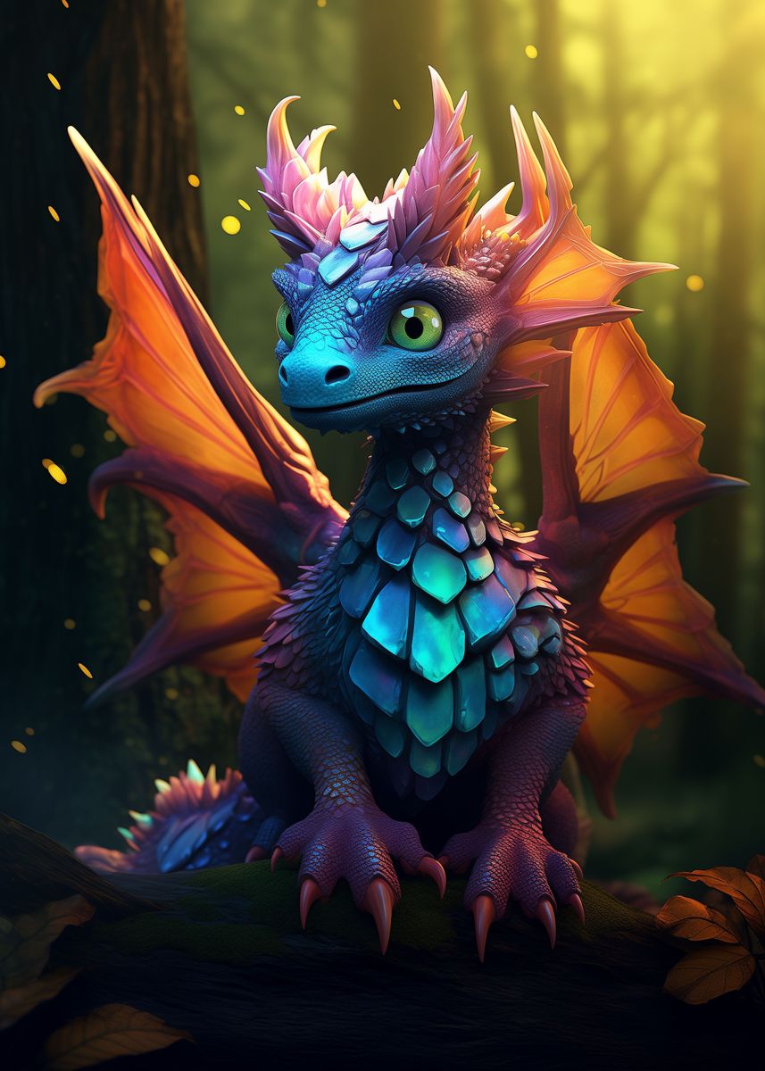 'Pastel Dragon Dreamscape' Poster, picture, metal print, paint by ...