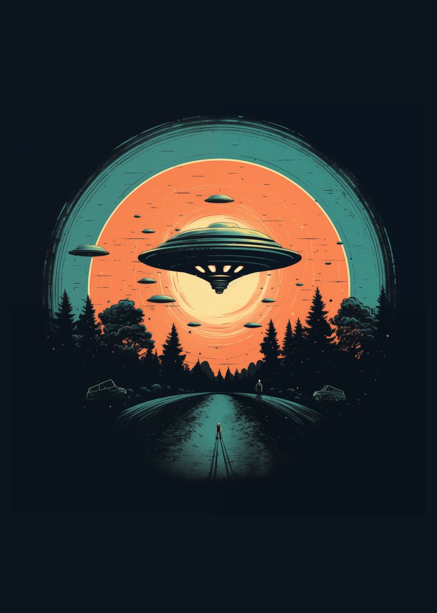 'ufo alien invasion' Poster, picture, metal print, paint by Guntah ...