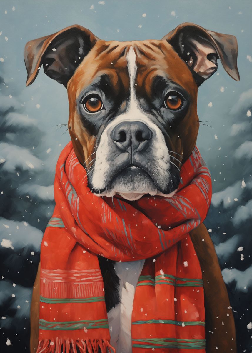 'Boxer Christmas' Poster, picture, metal print, paint by Kenley Vance ...