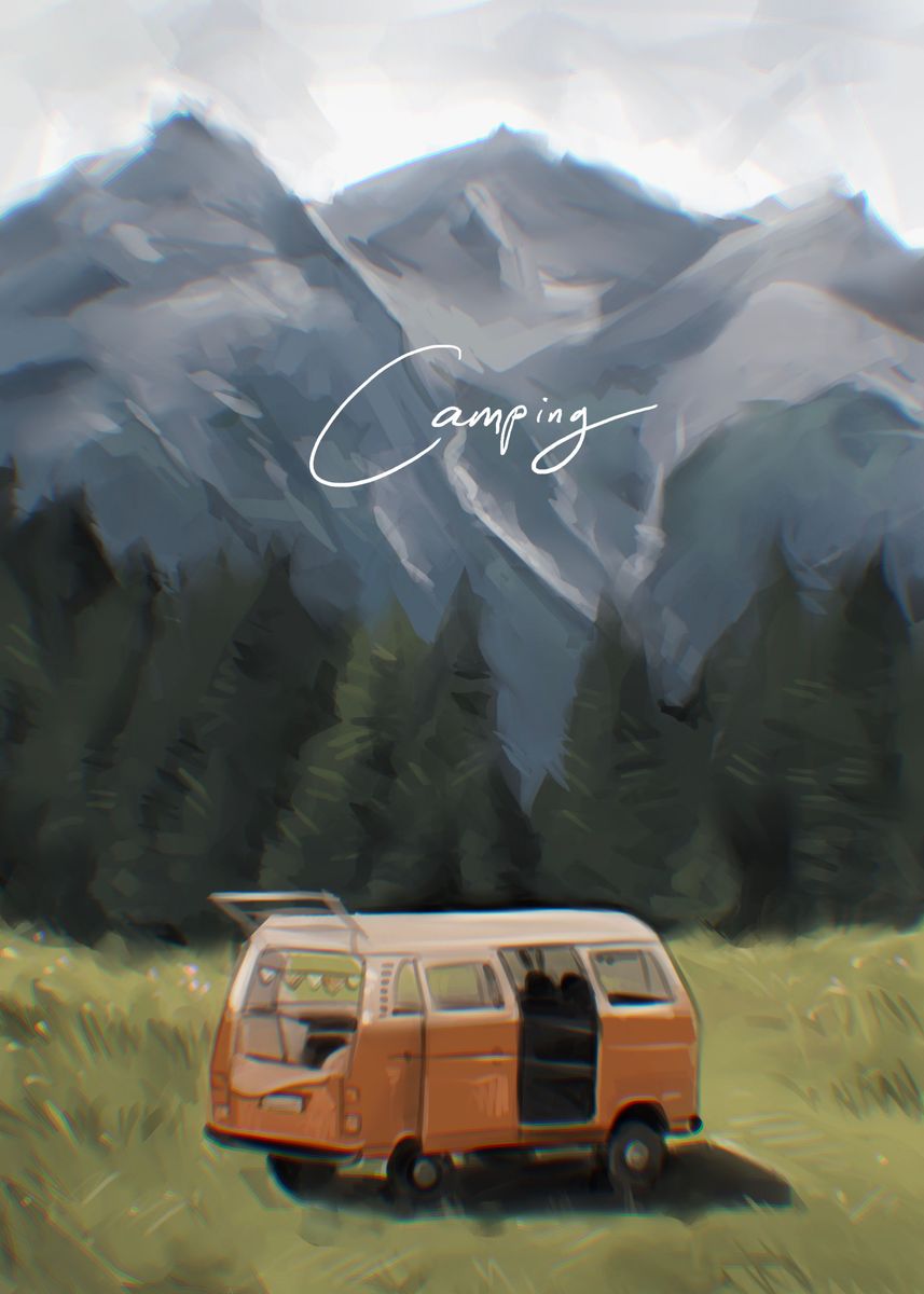 'Caravan camping' Poster, picture, metal print, paint by Mousely ...