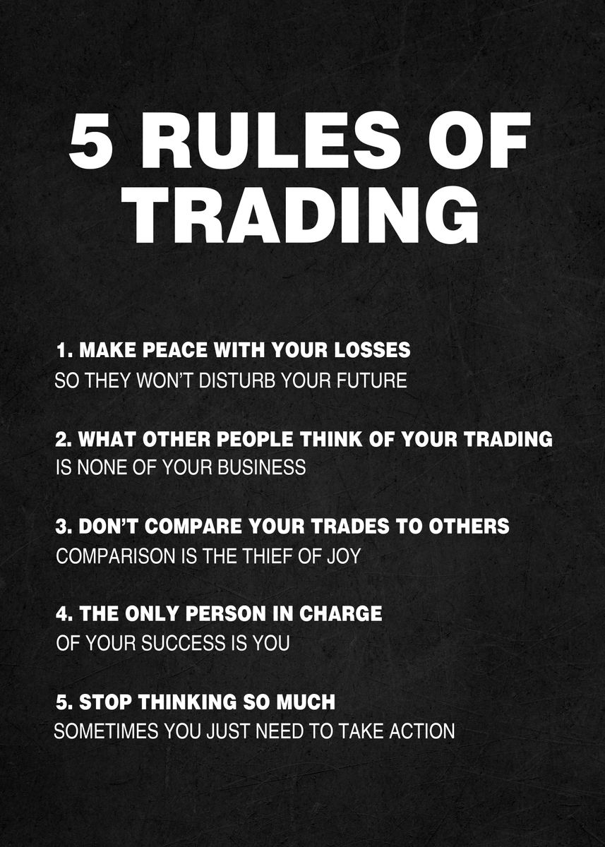 '5 Rules Of Trading' Poster, picture, metal print, paint by QTK Design ...