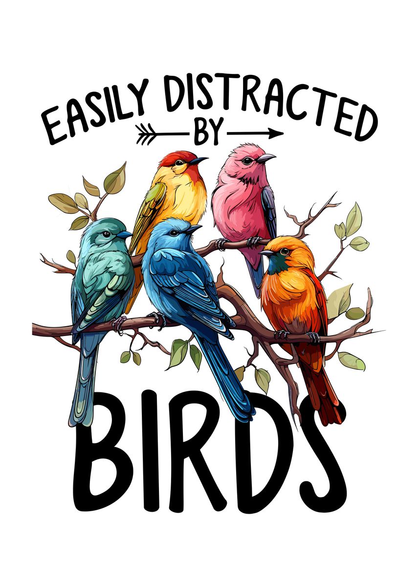 'Funny Pet Birds Birding' Poster, picture, metal print, paint by ...