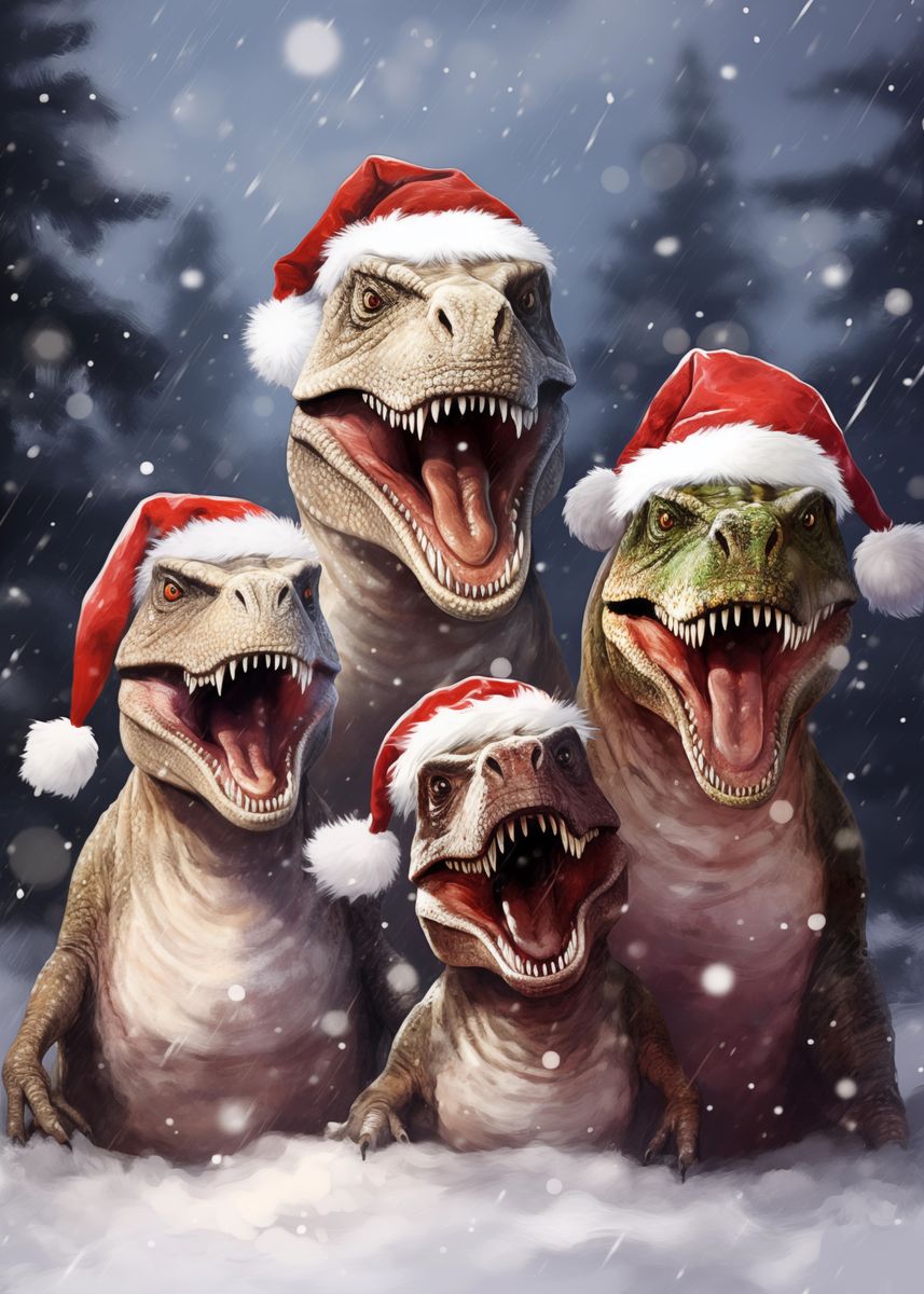 'T Rex Dinosaur Family ' Poster, picture, metal print, paint by Meriah ...