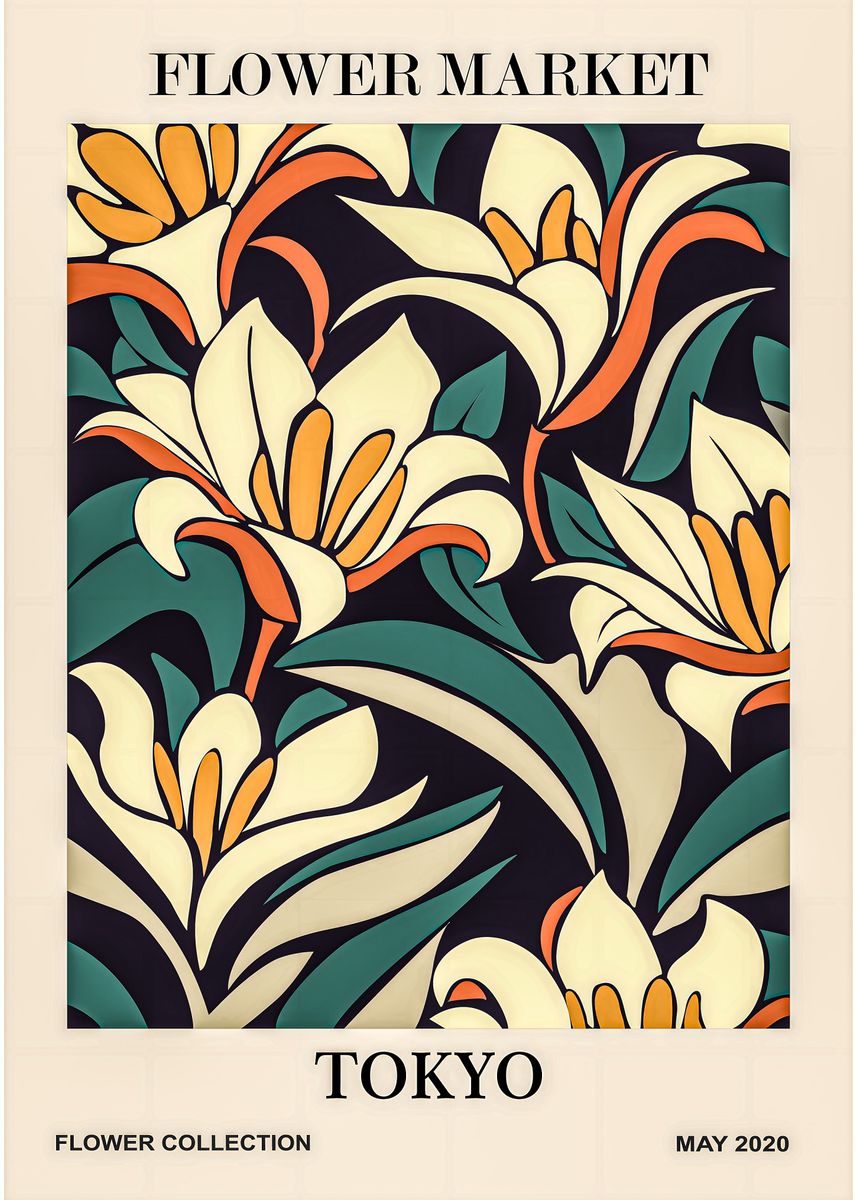 'Flower Market Tokyo' Poster, picture, metal print, paint by MOHAMED ...