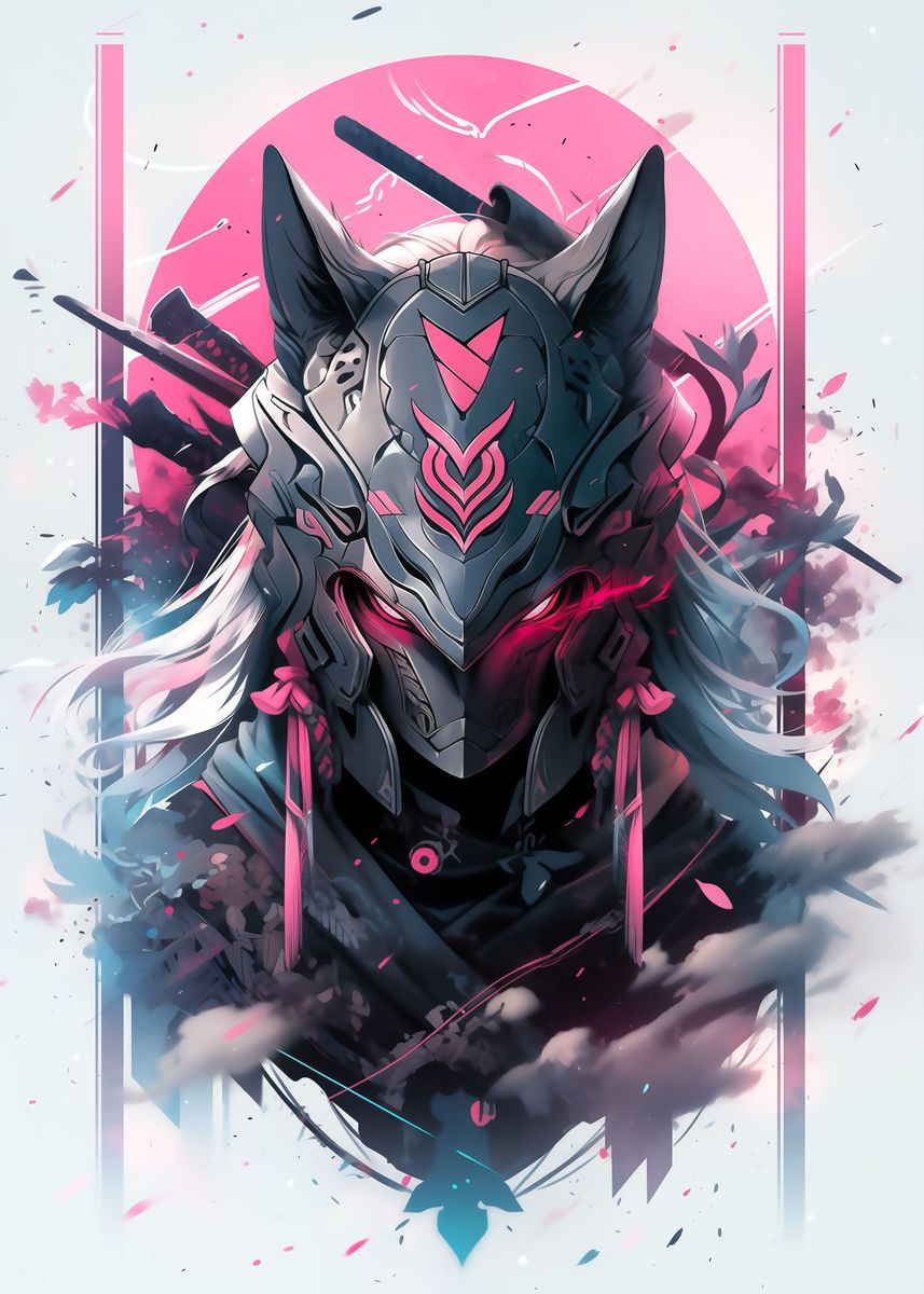 'Cyberininja' Poster, picture, metal print, paint by Hako | Displate