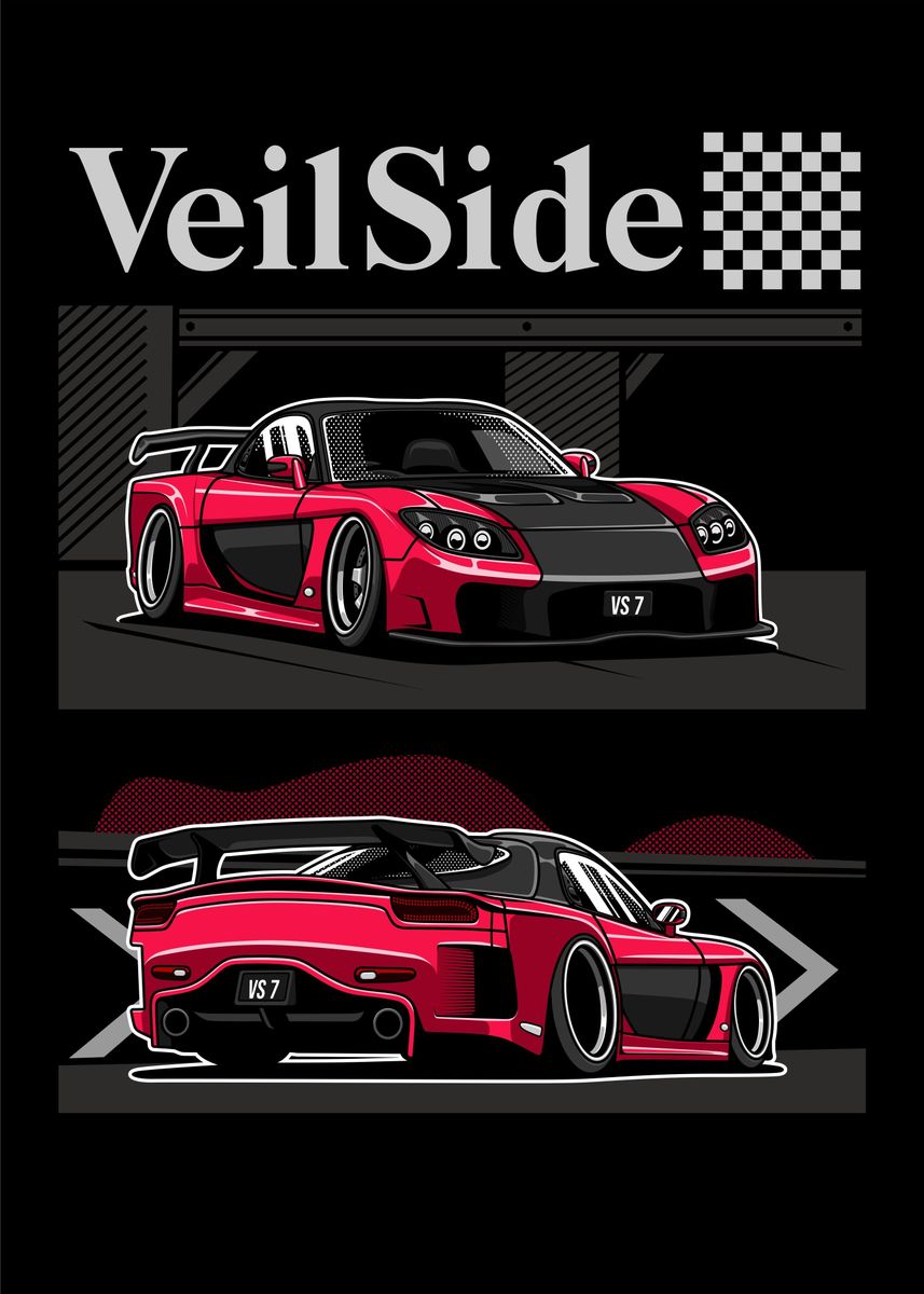 'Mazda RX 7 Veilside FD3S' Poster, picture, metal print, paint by Heru ...