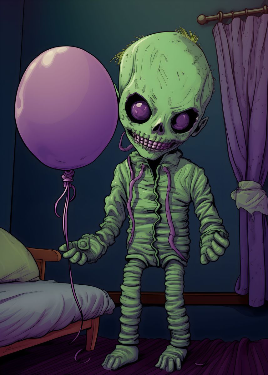 'Balloon Zombie Boy' Poster, picture, metal print, paint by Spooky Blob ...